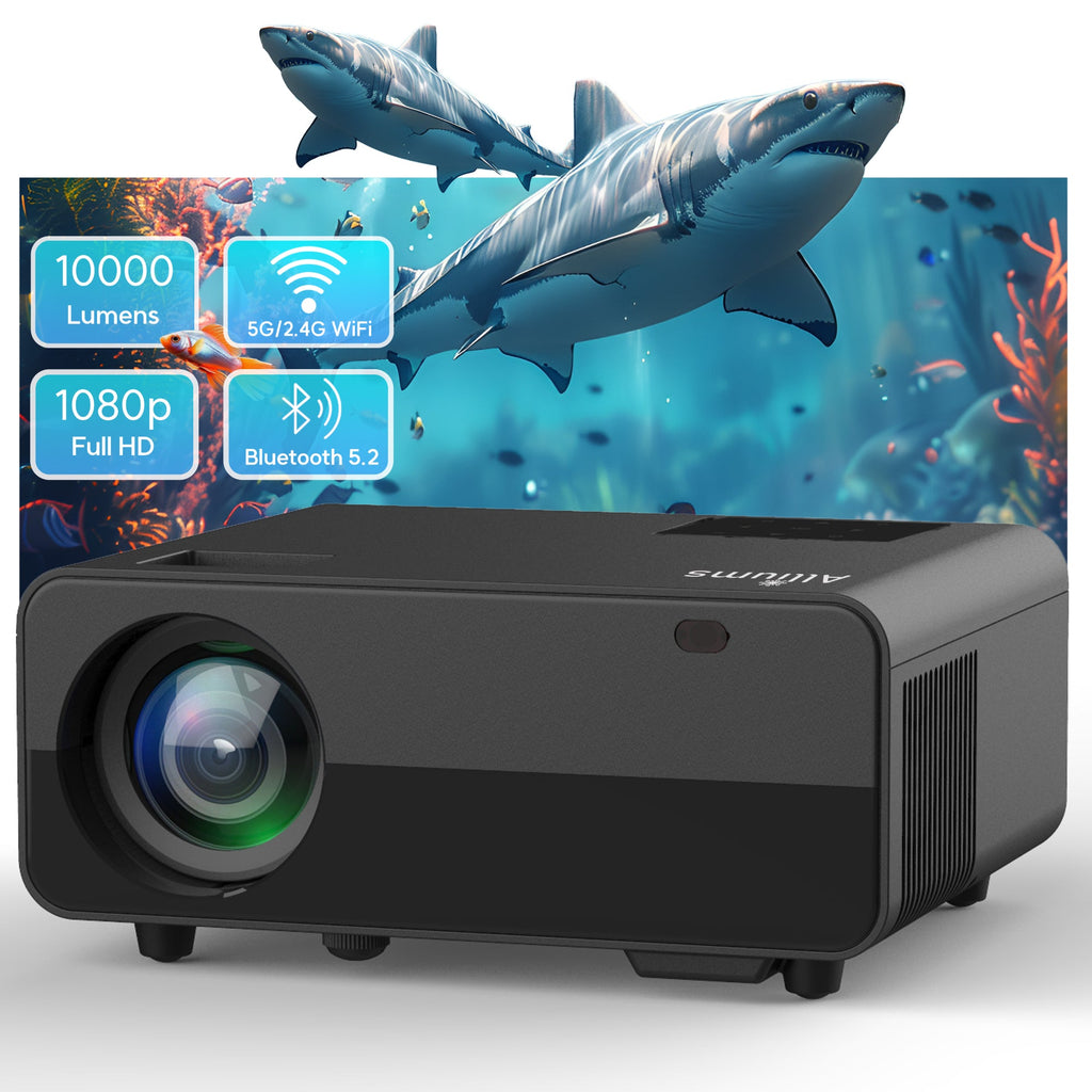 ALLIUMS Portable Projector 1080p Full HD, 5.2BT, 10W Hi-Fi Speaker ...