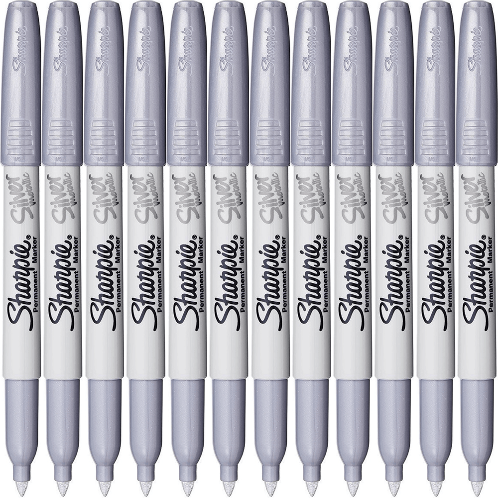 Sharpie Box 12 Permanent Marker Fine (Metallic Silver) - JB Hi-Fi