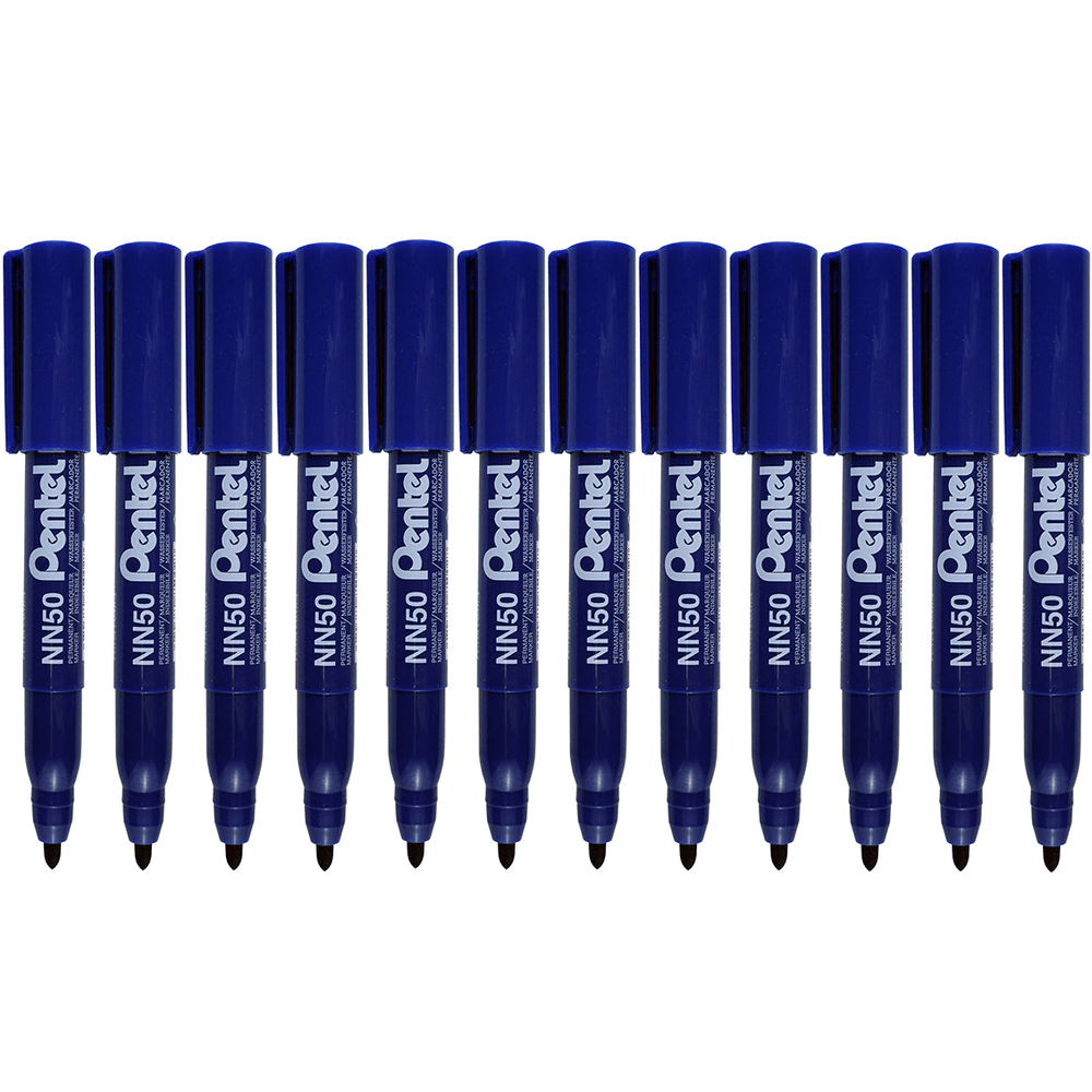 Pentel NN50 Permanent Marker Bullet Tip Point (Blue) [Box 12] - JB Hi-Fi