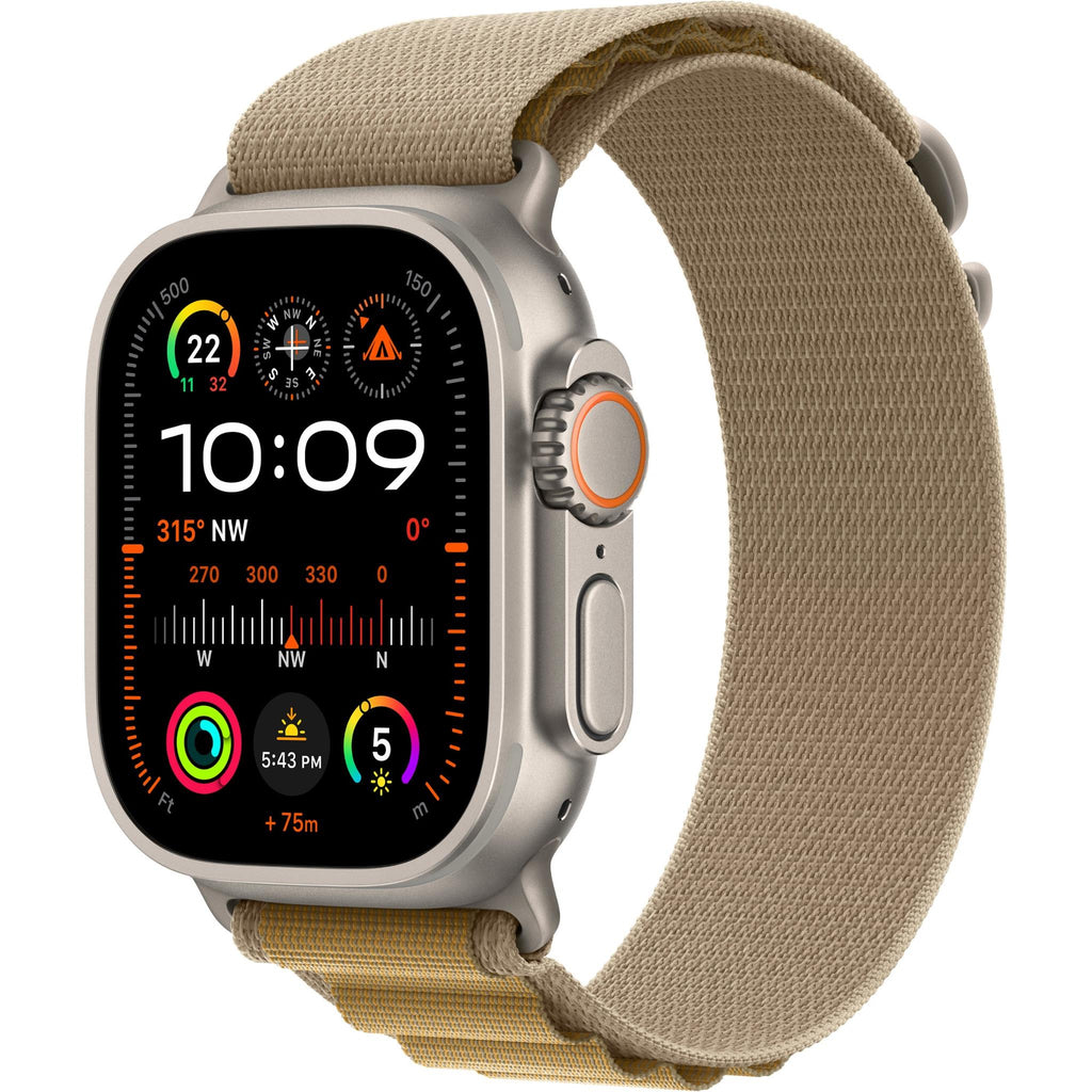 Apple Watch Ultra 2 49mm Natural Titanium Case GPS + Cellular Alpine Loop (Tan) [Small] - JB Hi-Fi