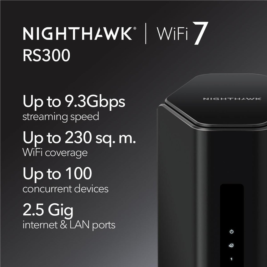 Netgear Nighthawk® Wi-Fi 7 BE9300 Dual-Band WiFi 7 Router - JB Hi-Fi