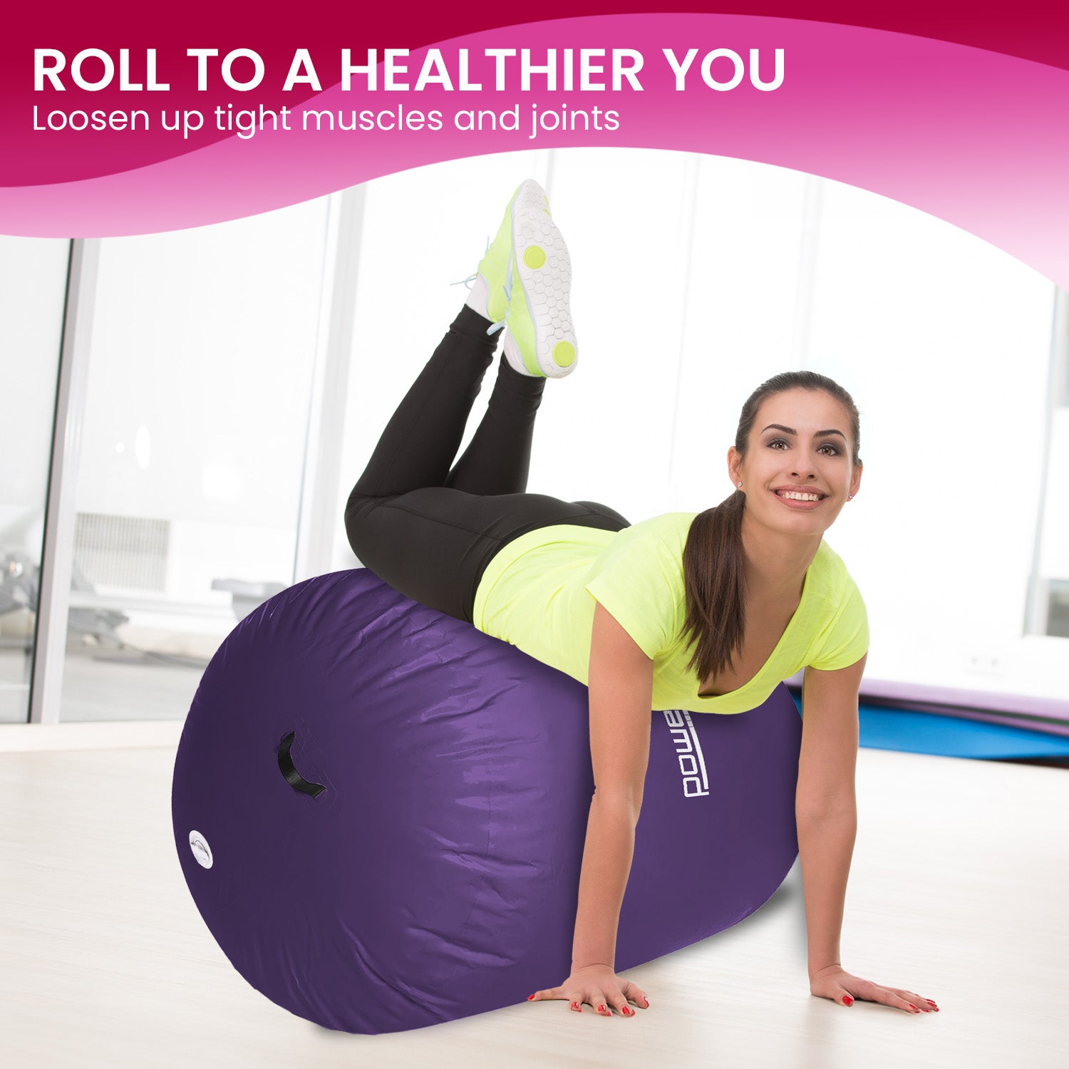 Powertrain Inflatable Air Barrel Exercise Roller (Purple) - JB Hi-Fi