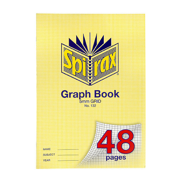 Spirax 132 20 Pack 48 Pages Graph Book 5mm Grids A4 Bulk (Yellow) - JB ...