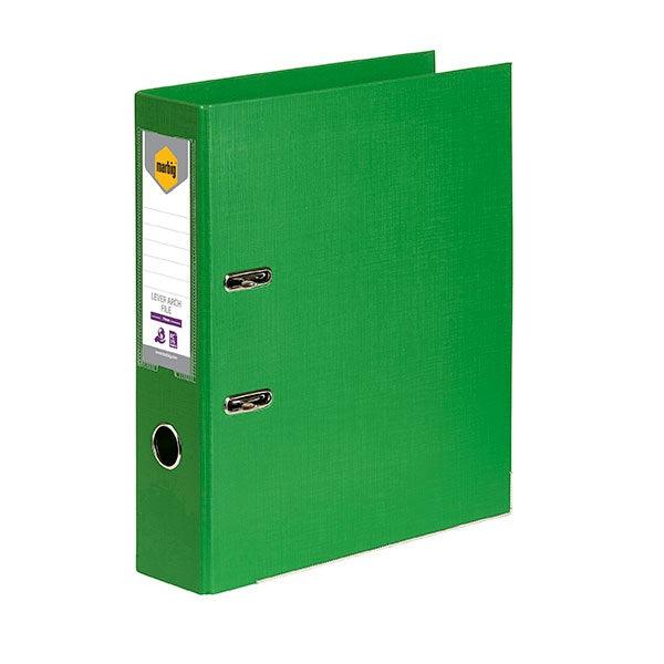 Marbig Lever Arch File Folder Foolscap 75mm (Green) [10 Pack] - JB Hi-Fi