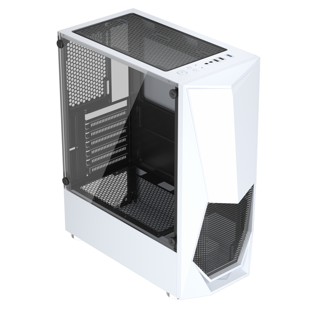 1st Player DK-3 ATX/Micro ATX Tempered Glass PC Computer Case (White ...