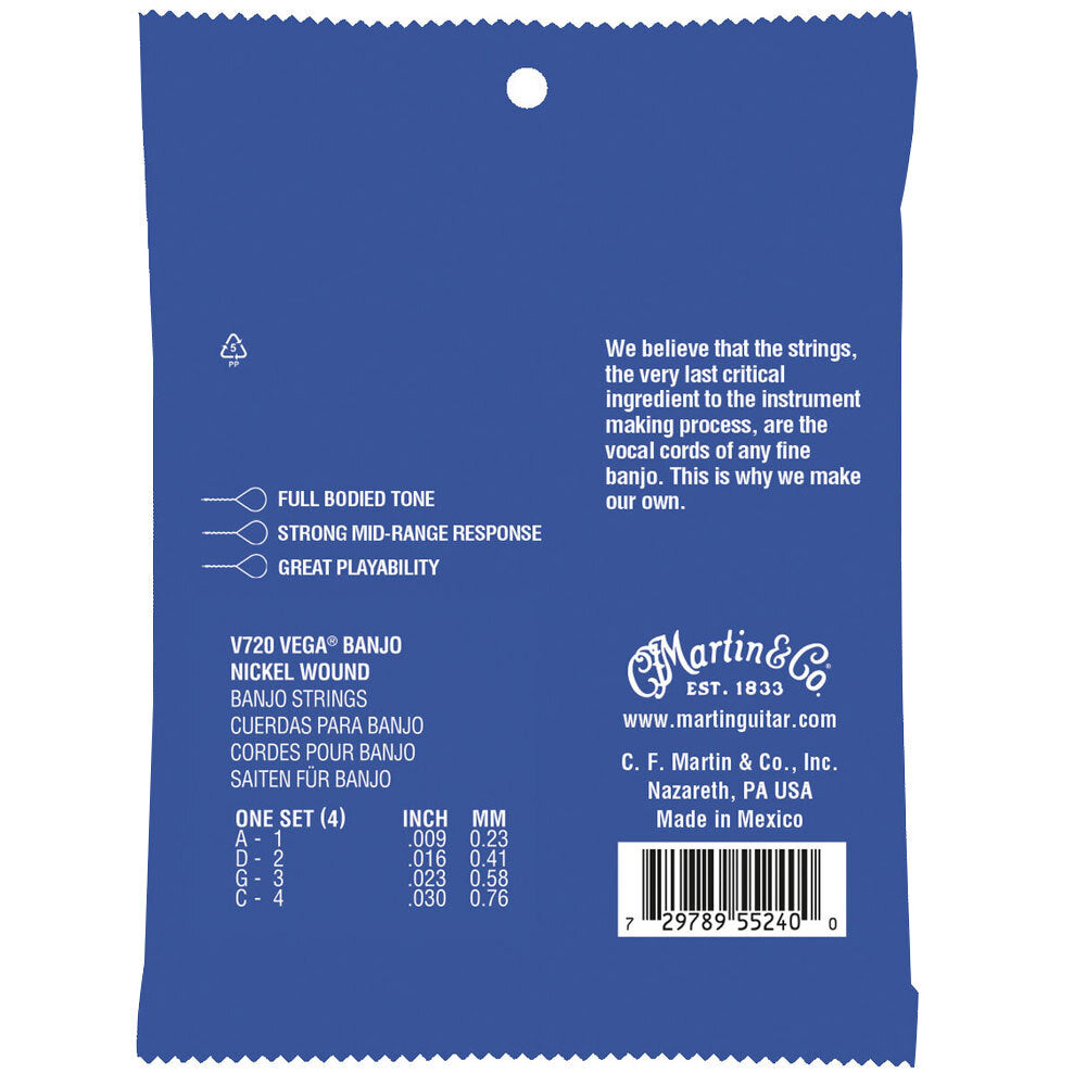 Martin Guitar V720 Vega Banjo 4 Strings Nickel/Steel Tenor Gauge - JB Hi-Fi