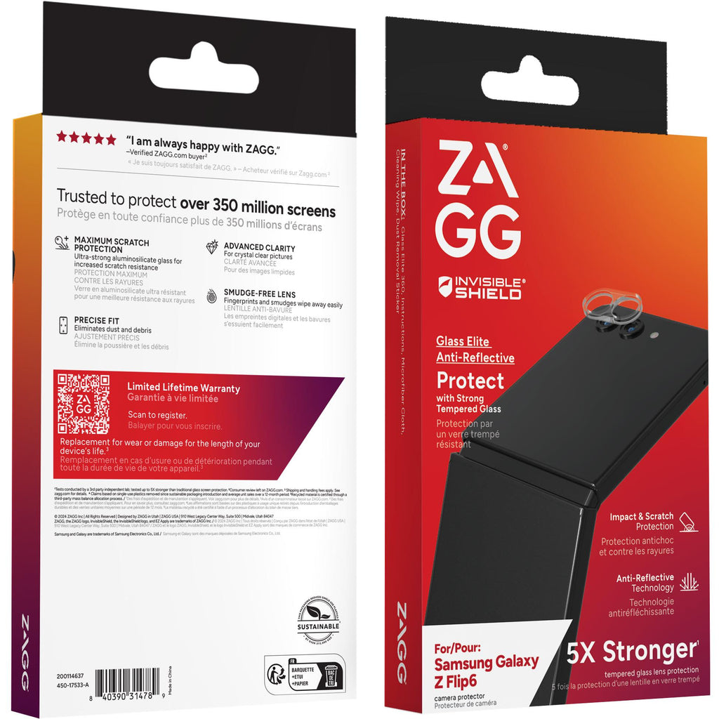 ZAGG InvisibileShield Glass Elite Camera Protector for Galaxy Z Flip6 ...