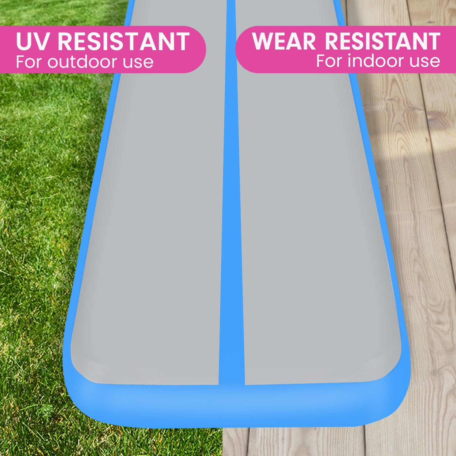 Powertrain 5m x 1m Air Track Inflatable Gymnastics Mat (Blue) - JB Hi-Fi