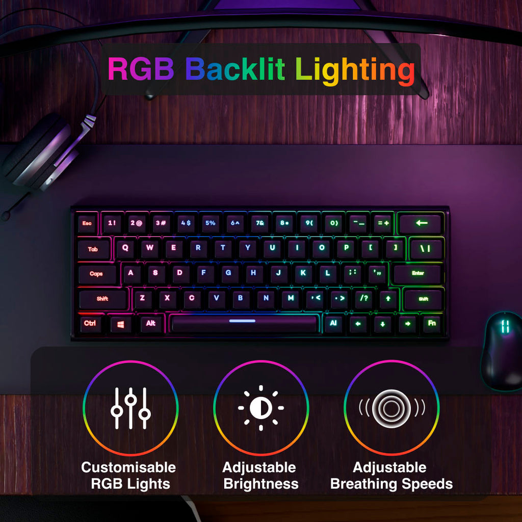 Laser Gaming Mini Mechanical Keyboard with RGB Backlight (Black) - JB Hi-Fi