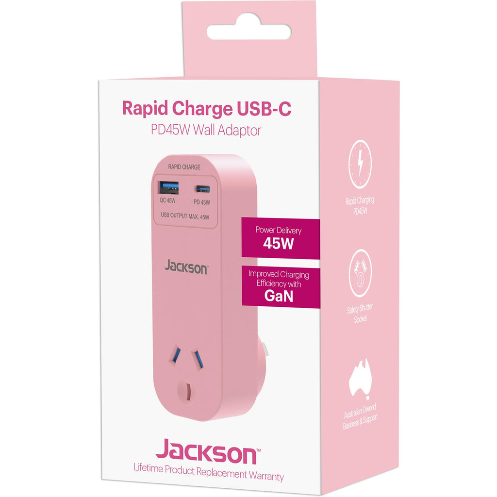 Jackson Rapid Charge USB-C Wall Adapter (Pink) - JB Hi-Fi