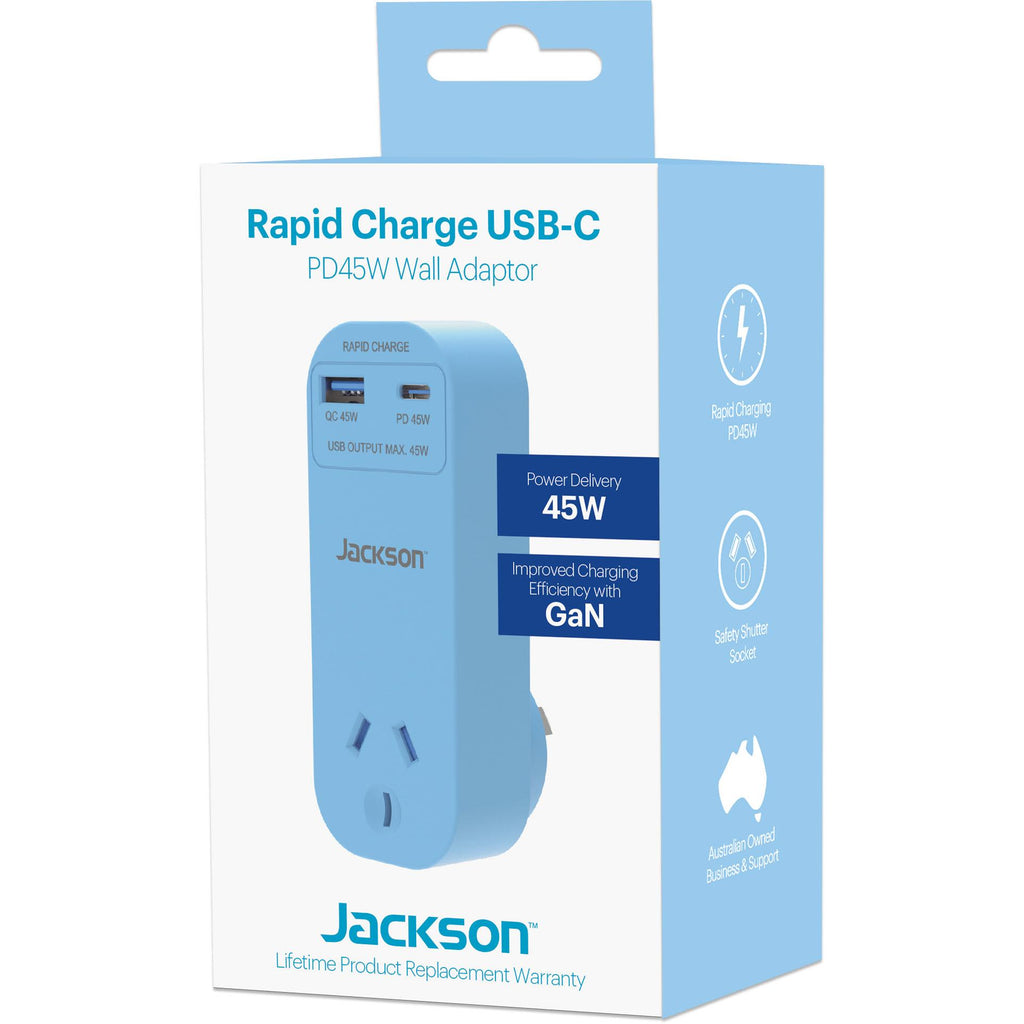 Jackson Rapid Charge USB-C Wall Adapter (Blue) - JB Hi-Fi