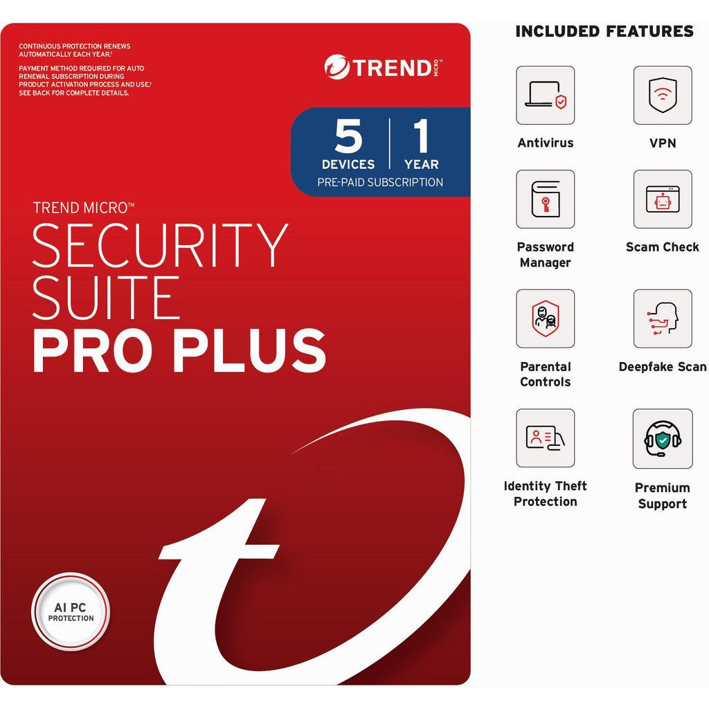Trend Micro Device Security Pro Plus (5-Device, 1 Year) [Digital ...