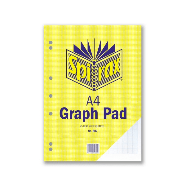 Spirax Graph Pad Book 802 Squares 25 Leaf A4 (2mm) [Pack 10] - JB Hi-Fi