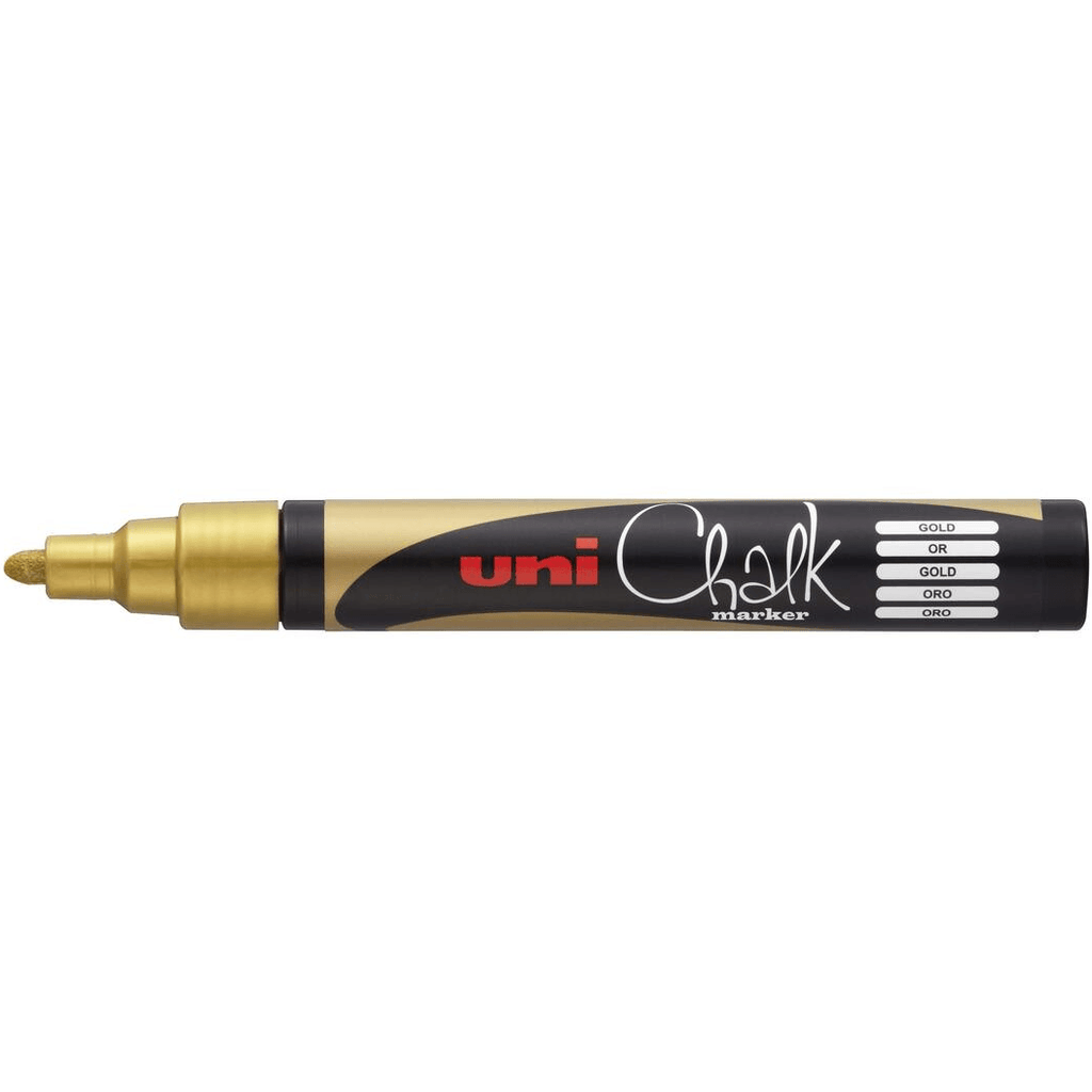 Uni-Ball 6 Pack Chalk Marker Bullet Tip 2.5mm (Gold) - JB Hi-Fi