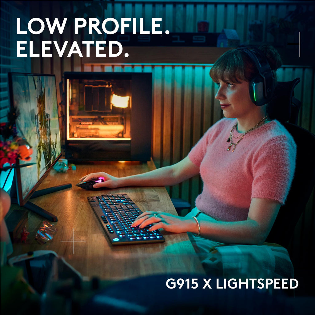Logitech G915 X LIGHTSPEED Low-Profile Wireless Gaming Keyboard (Black ...