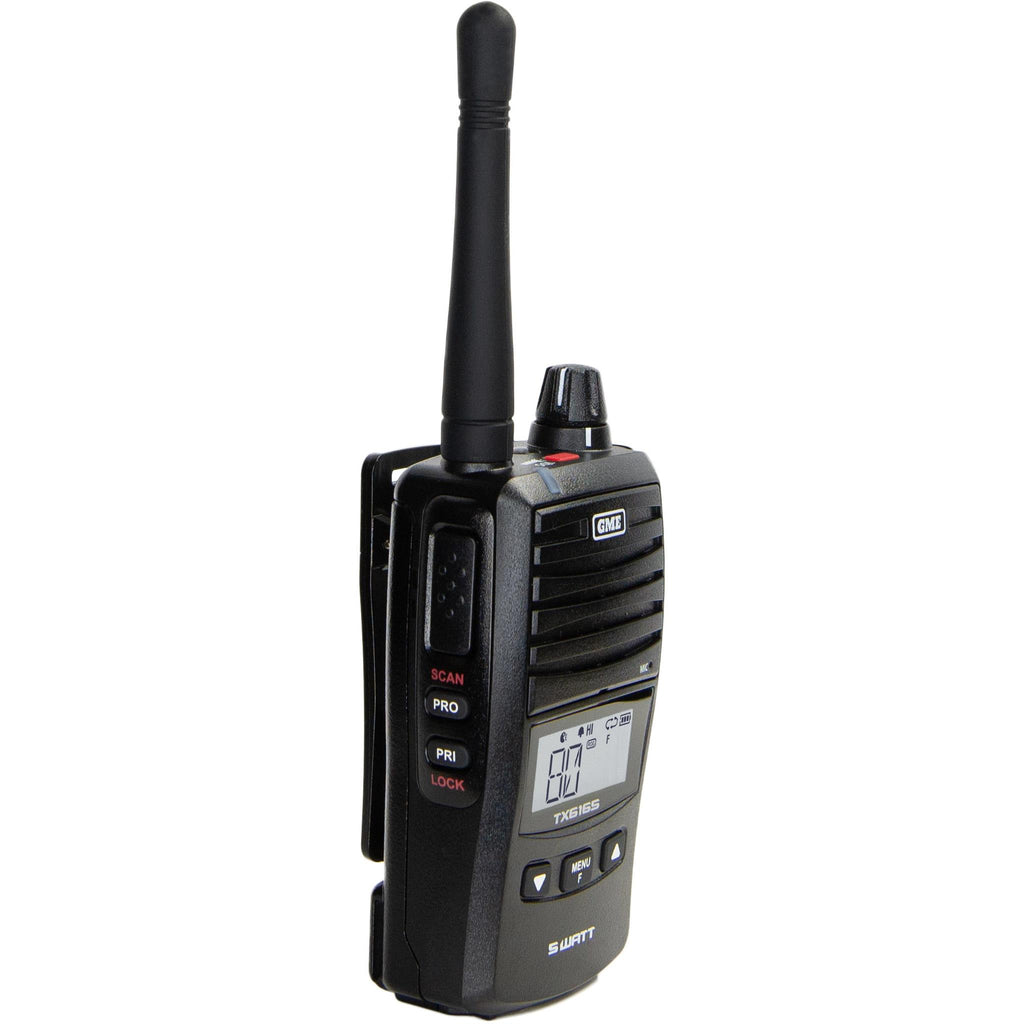 GME TX6165TP 5/1 Watt UHF CB Handheld Radio with Accessories (Twin Pack ...