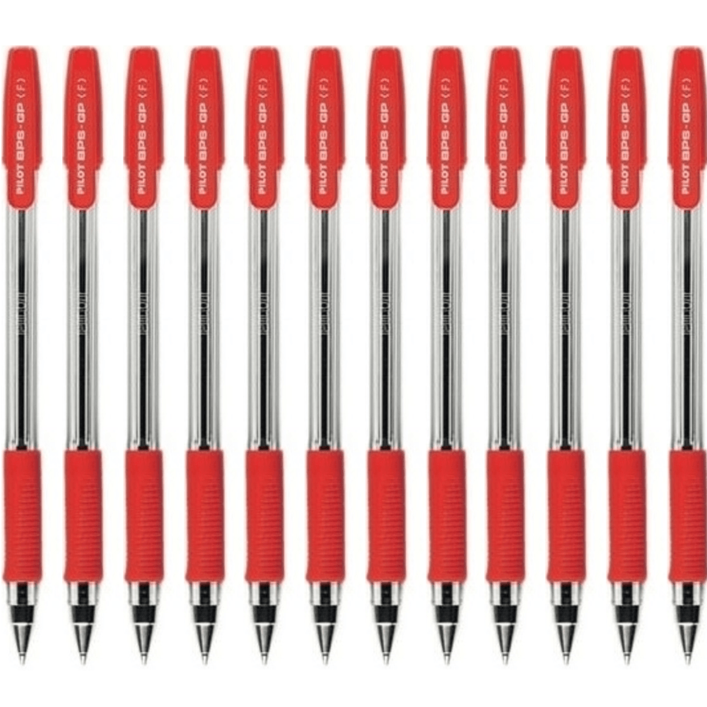 Pilot Box 12 BPS-GP Ballpoint Pen Fine 0.7mm (Red) - JB Hi-Fi