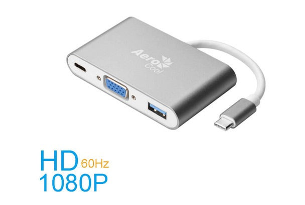 AeroCool Premium Multifunction USB Type-C to VGA Adapter - JB Hi-Fi