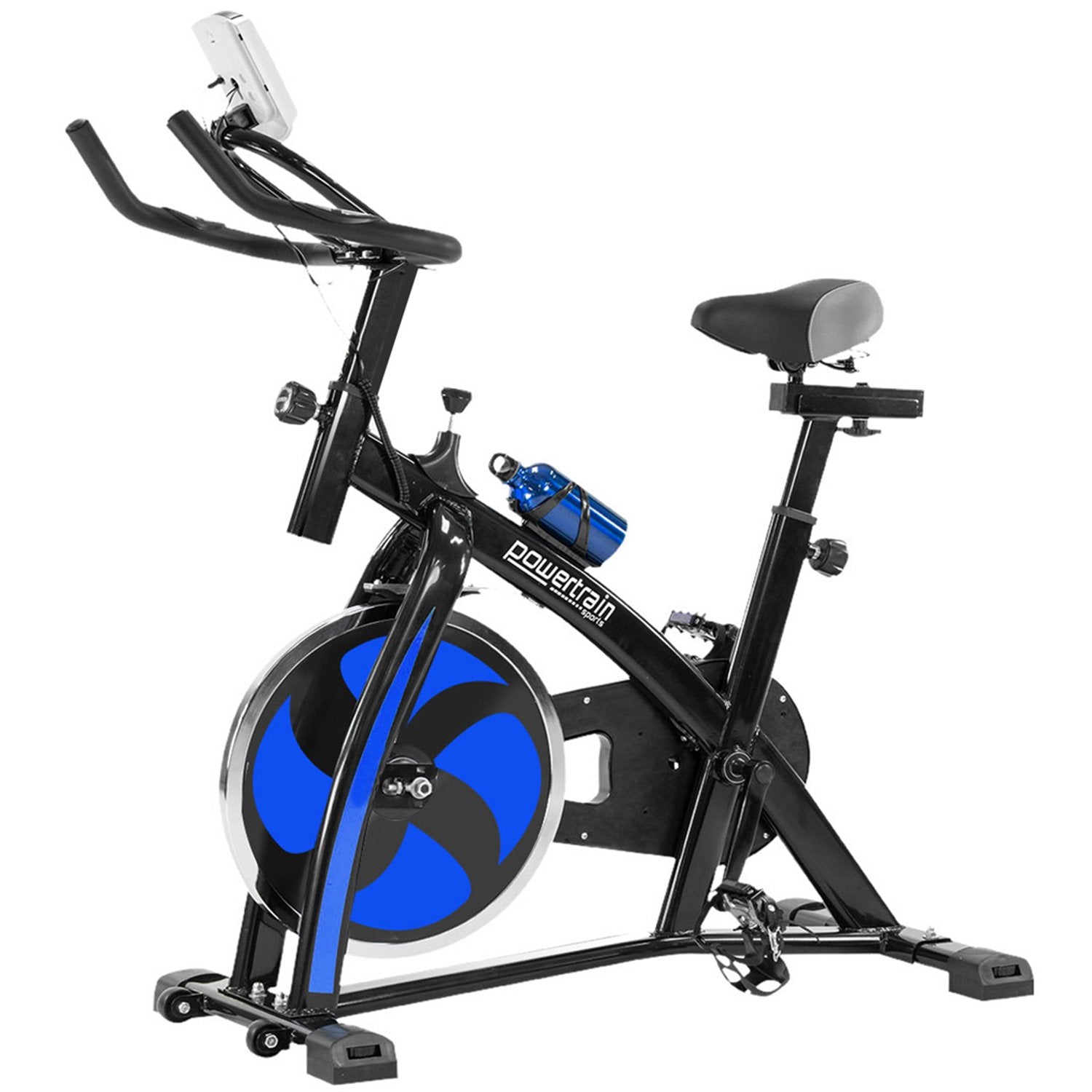 Powertrain Home Gym Flywheel Exercise Spin Bike (Blue) - JB Hi-Fi