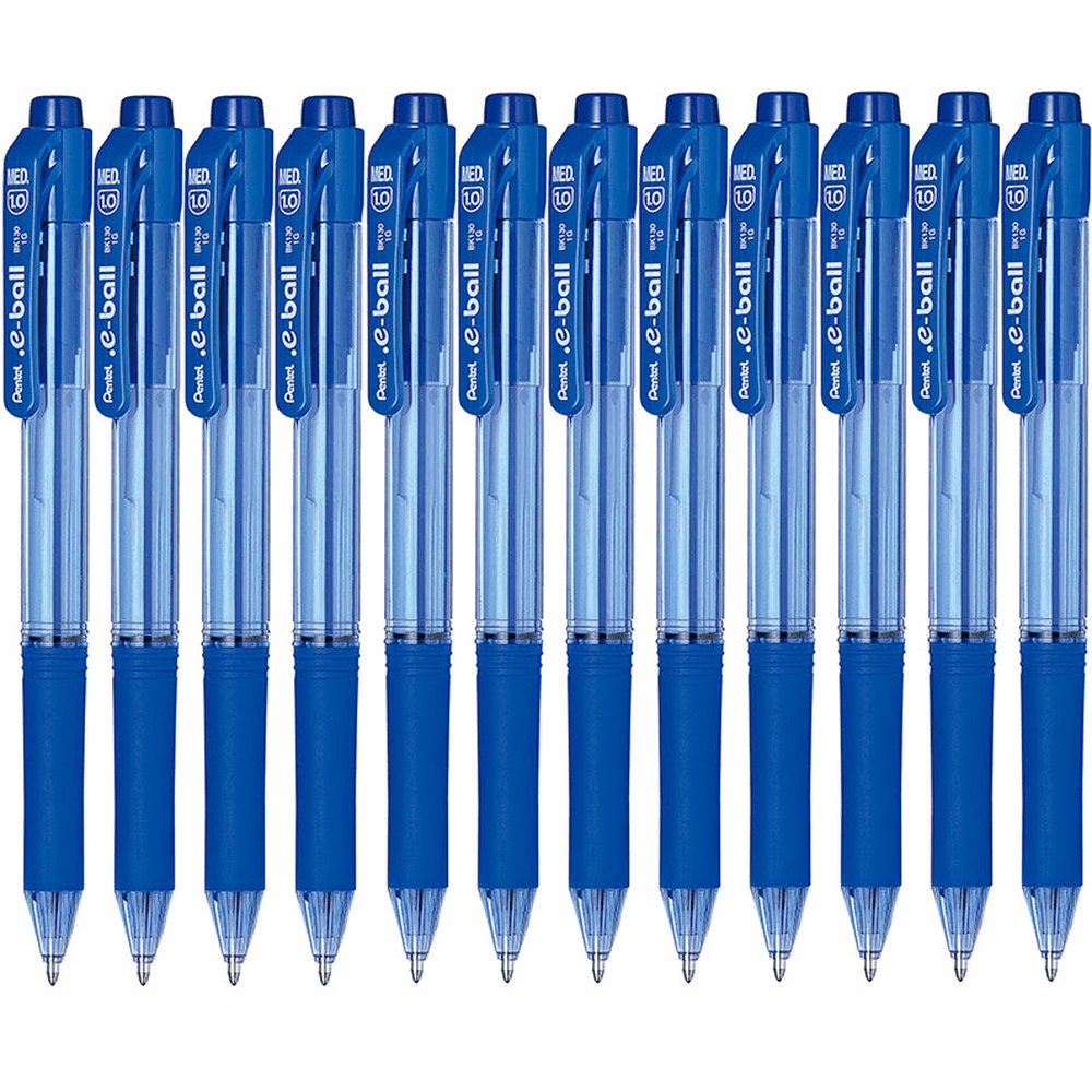 Pentel e-Ball BK130 Box 12 Retractable Ballpoint Pen 1.0mm (Blue) - JB ...