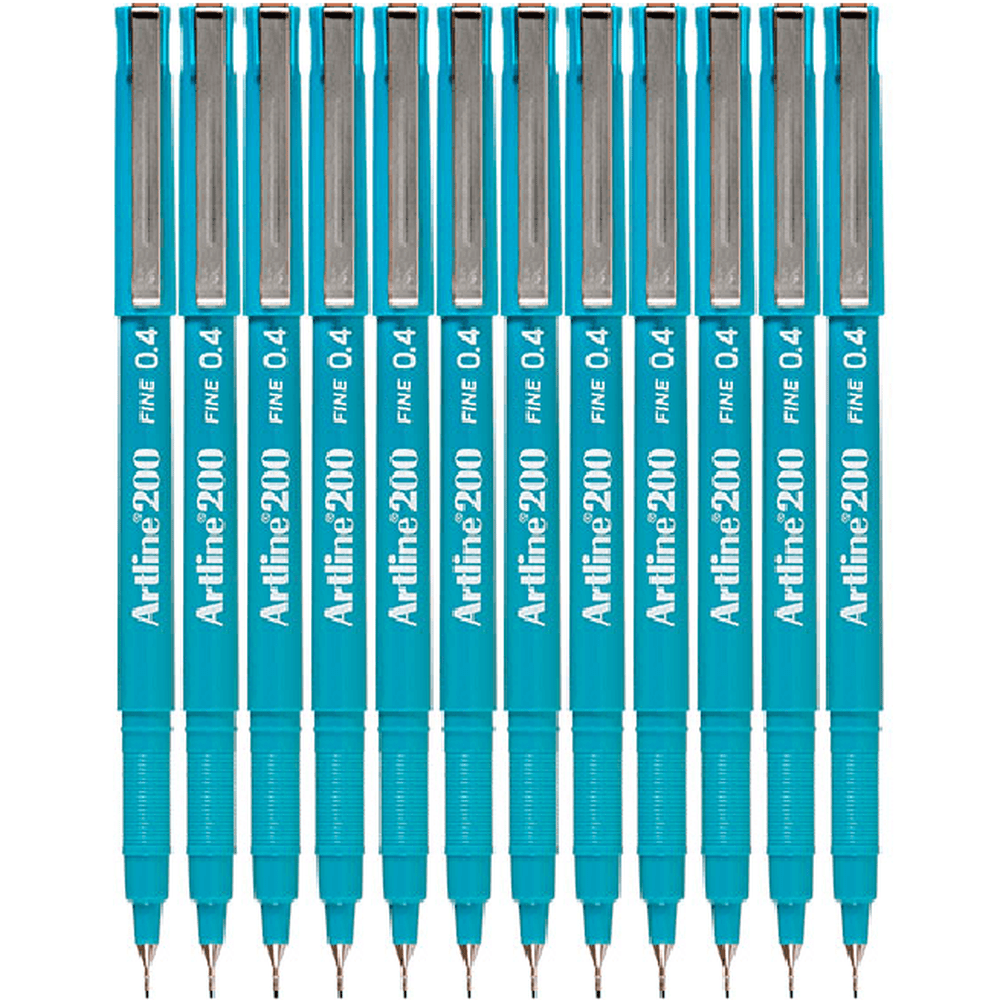 Artline Box 12 200 Fineliner Pen 0.4mm (Turquoise Blue) - JB Hi-Fi