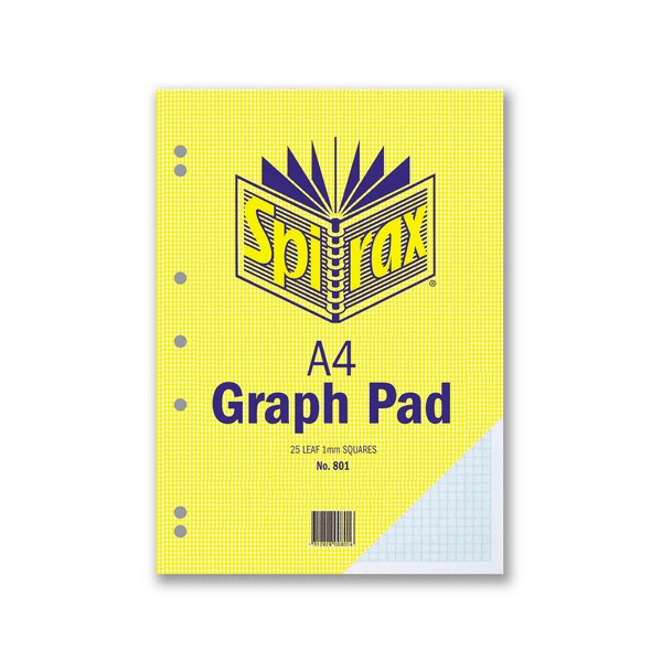 Spirax Graph Pad Book 801 1mm 25 Leaf Pages (A4) [10 Packs] - JB Hi-Fi