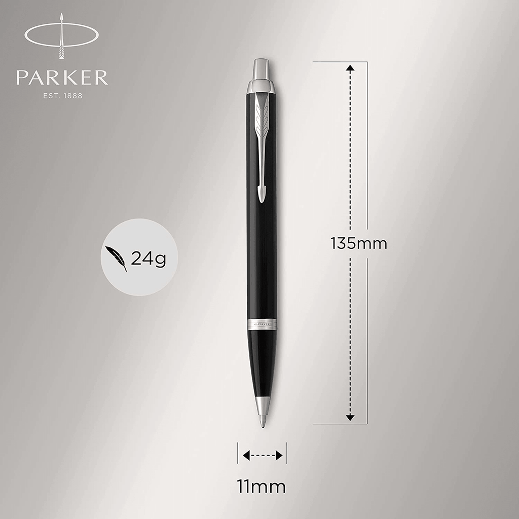 Parker IM Duo Ballpoint Fountain Pen Gift Box Ink Refill Cartridge Set Gloss Black Chrome Trim ...