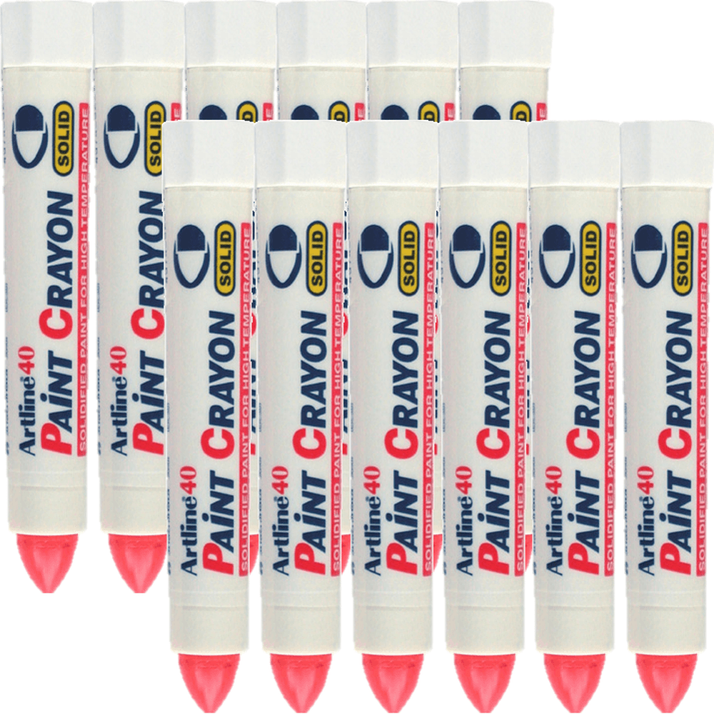 Artline 40 Box 12 Permanent Paint Crayon (Solid Red) - JB Hi-Fi