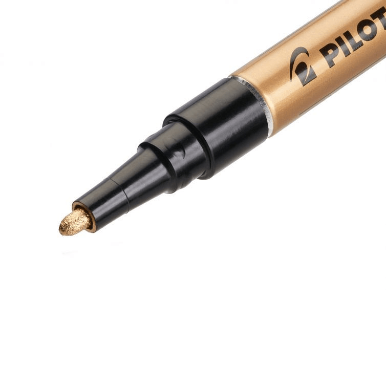 Pilot Box 12 Permanent Marker Fine 3.0mm Nib Tip (Gold) - JB Hi-Fi