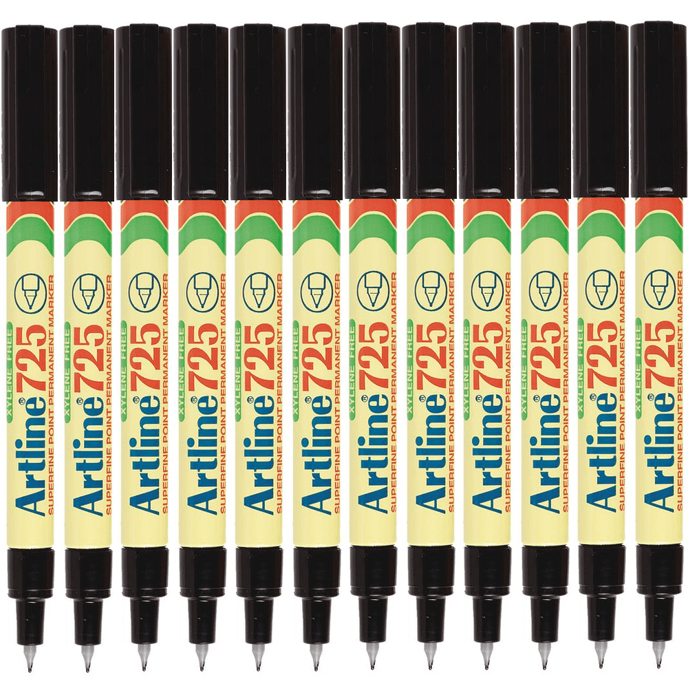 Artline 725 Box 12 Permanent Marker 0.4mm Fine Tip (Black) - JB Hi-Fi