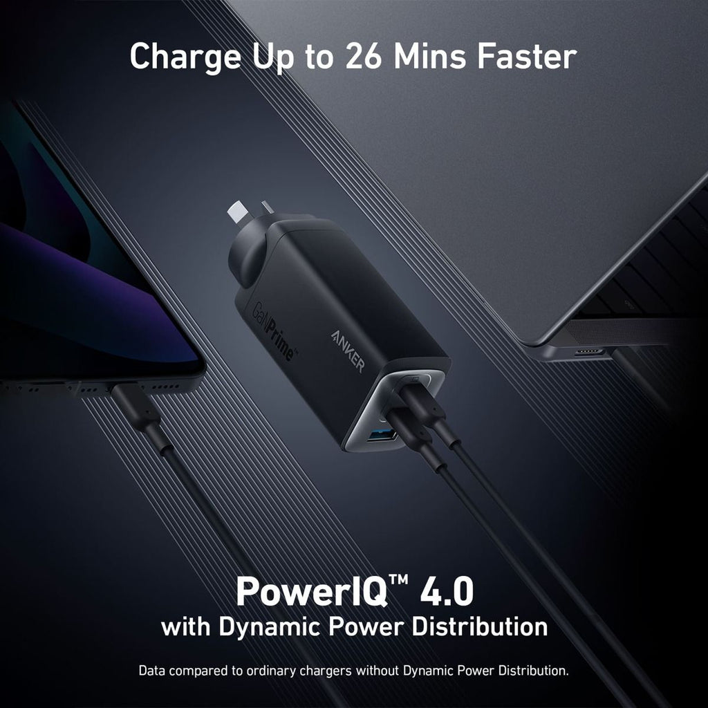 Anker GaNPrime 120W 3-Port Wall Charger with USB-C to USB-C Cable ...