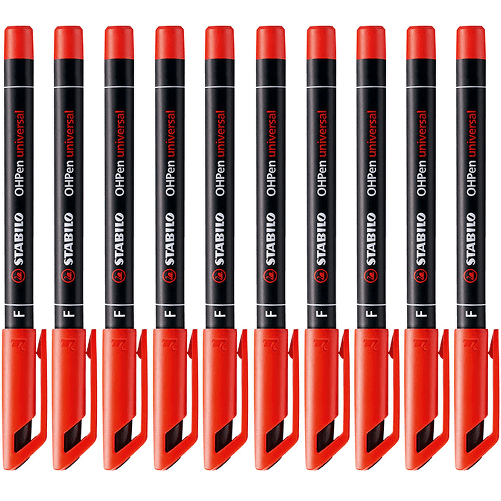 Stabilo Box 10 Universal Overhead Projector Pen Permanent Fine (Red ...