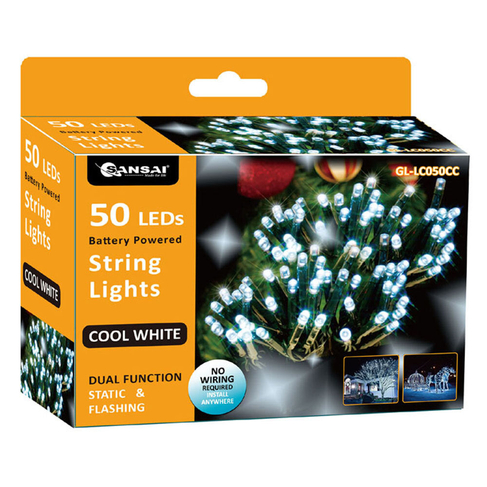 Sansai 50 LED String Lights (Cool White) - JB Hi-Fi
