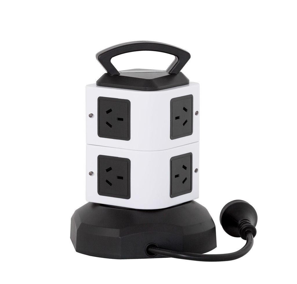 Lenoxx Tower Power Board 6 Outlets 2x USB-A 2x USB-C (Black) - JB Hi-Fi