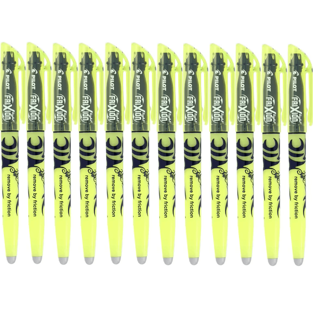 Pilot Box 12 Frixion Erasable Highlighter 4.0mm (Yellow) - JB Hi-Fi