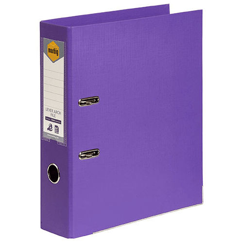 Marbig Linen Lever Arch File Folder PE A4 75mm (Purple) [Box 10] - JB Hi-Fi