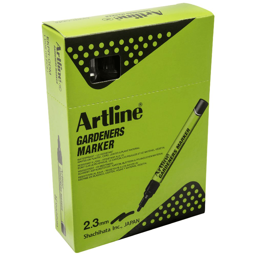 Artline Box 12 Garden Waterproof Permanent Marker 2.3mm (Black) - JB Hi-Fi