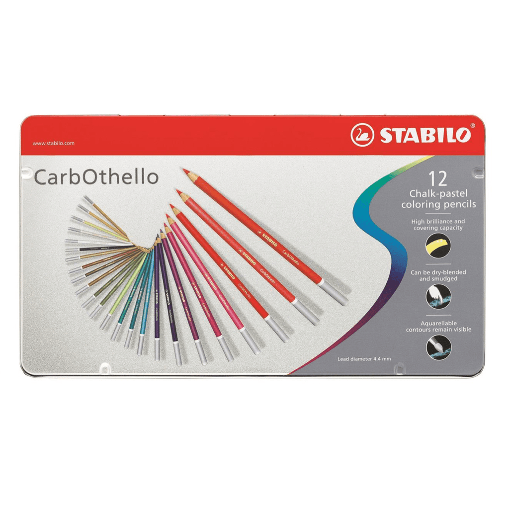 STABILO CarbOthello Chalk Pastel Coloured Pencils Aquarellable [Tin 12 ...