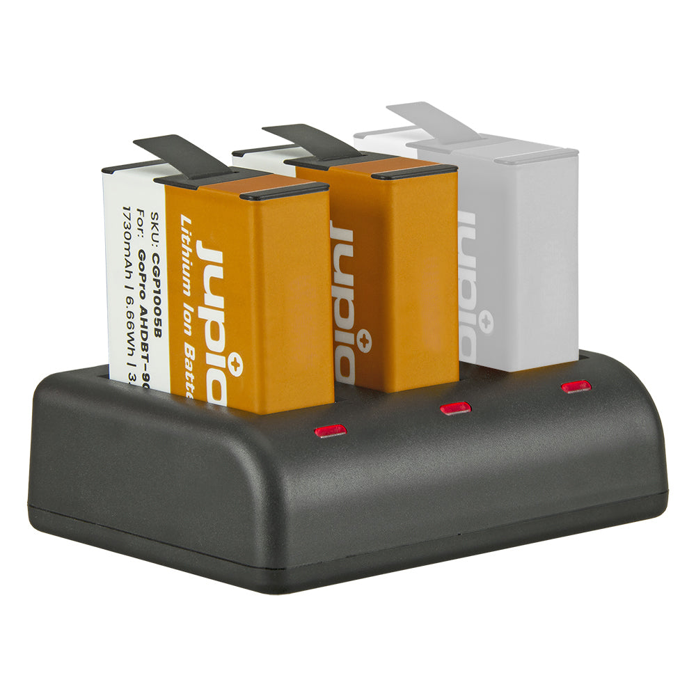 Jupio 2x Batteries 1730mAh & USB Triple Charger Kit For GoPro Hero 9/1 ...