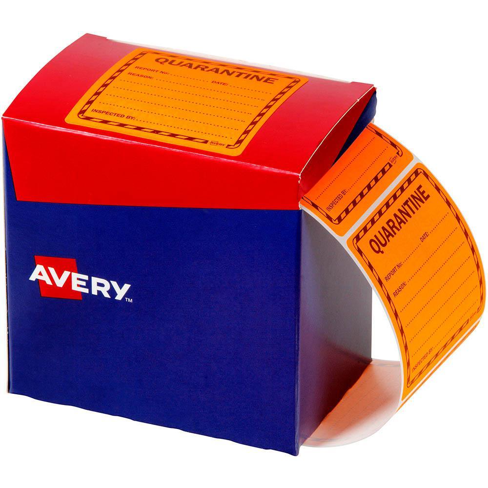 Avery 932621 Message Label Quarantine 75x74.2mm (Fluoro Orange) [Pack ...