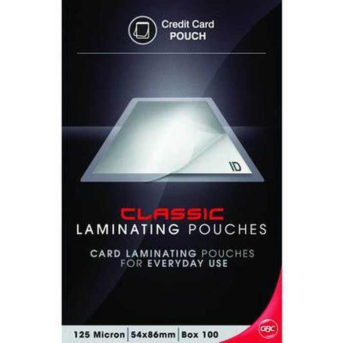 GBC Pack 100 Laminating Pouch 125 Micron Clear (54x86mm) - JB Hi-Fi