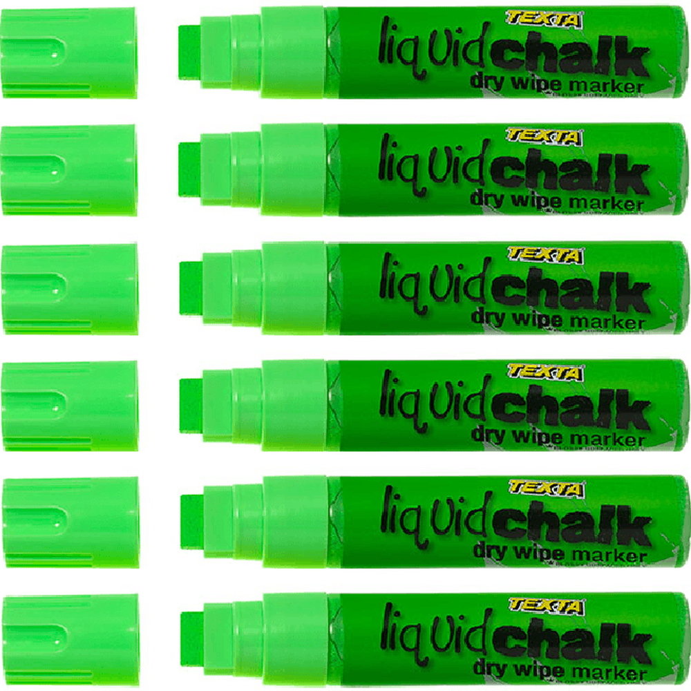 Texta Liquid Chalk Marker Jumbo Dry Wipe 15mm (Green) [Pack 6] - JB Hi-Fi