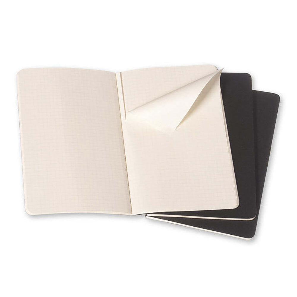 Moleskine Cahier Soft Cover Notebook Grid Set Large (Black) [3-Pieces ...