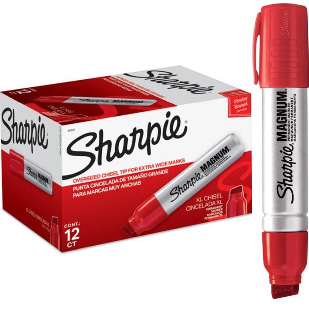 Sharpie Box 12 Magnum Permanent Marker Chisel 8.0-15.0mm (Red) - JB Hi-Fi