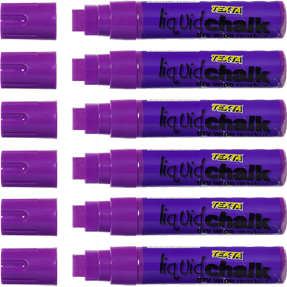 Texta Liquid Chalk Marker Jumbo Dry Wipe 15mm (Purple) [Pack 6] - JB Hi-Fi