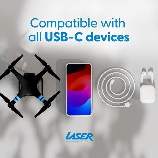 Laser 1m USB Type-C 3.1 to A Cable Fast Charge (White) - JB Hi-Fi