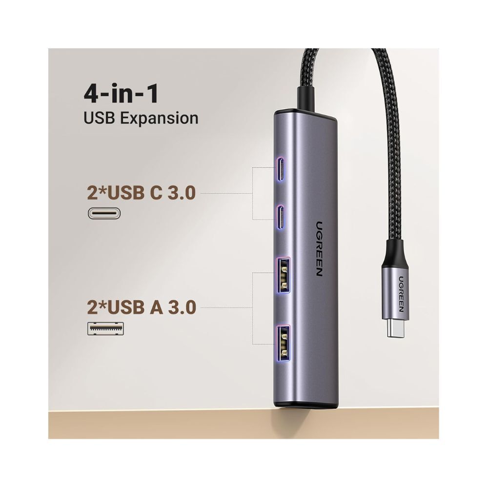 UGREEN 4 Ports USB C Hub with 2 x USB-C and 2x USB-A ports - JB Hi-Fi