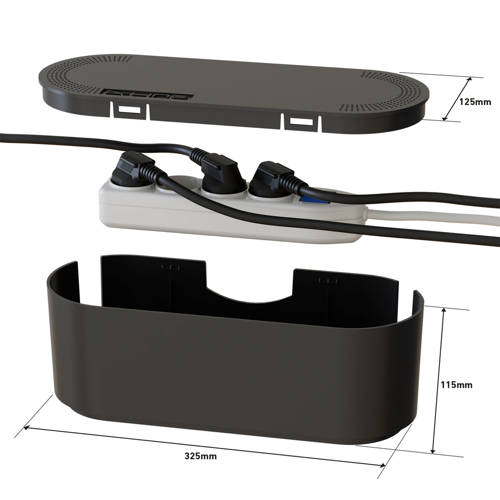 D-Line Cable Tidy Unit Cable Management Box - Small (Black) - JB Hi-Fi