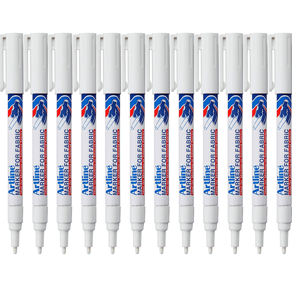 Artline 750 Pack 12 Laundry Fabric Marker 1.2mm Bullet (White) - JB Hi-Fi