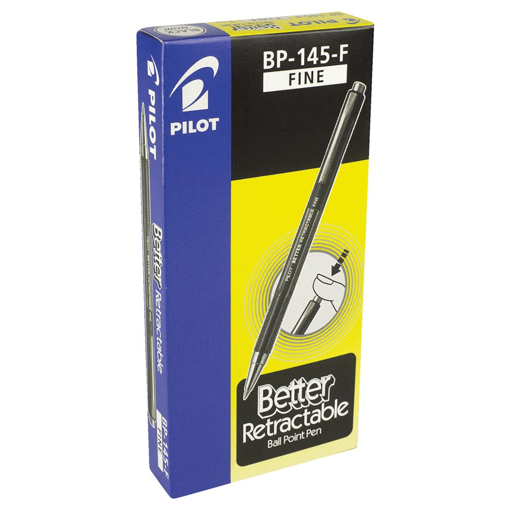 Pilot Box 12 Better Retractable Ballpoint Pen 0.7mm Fine (Black) - JB Hi-Fi